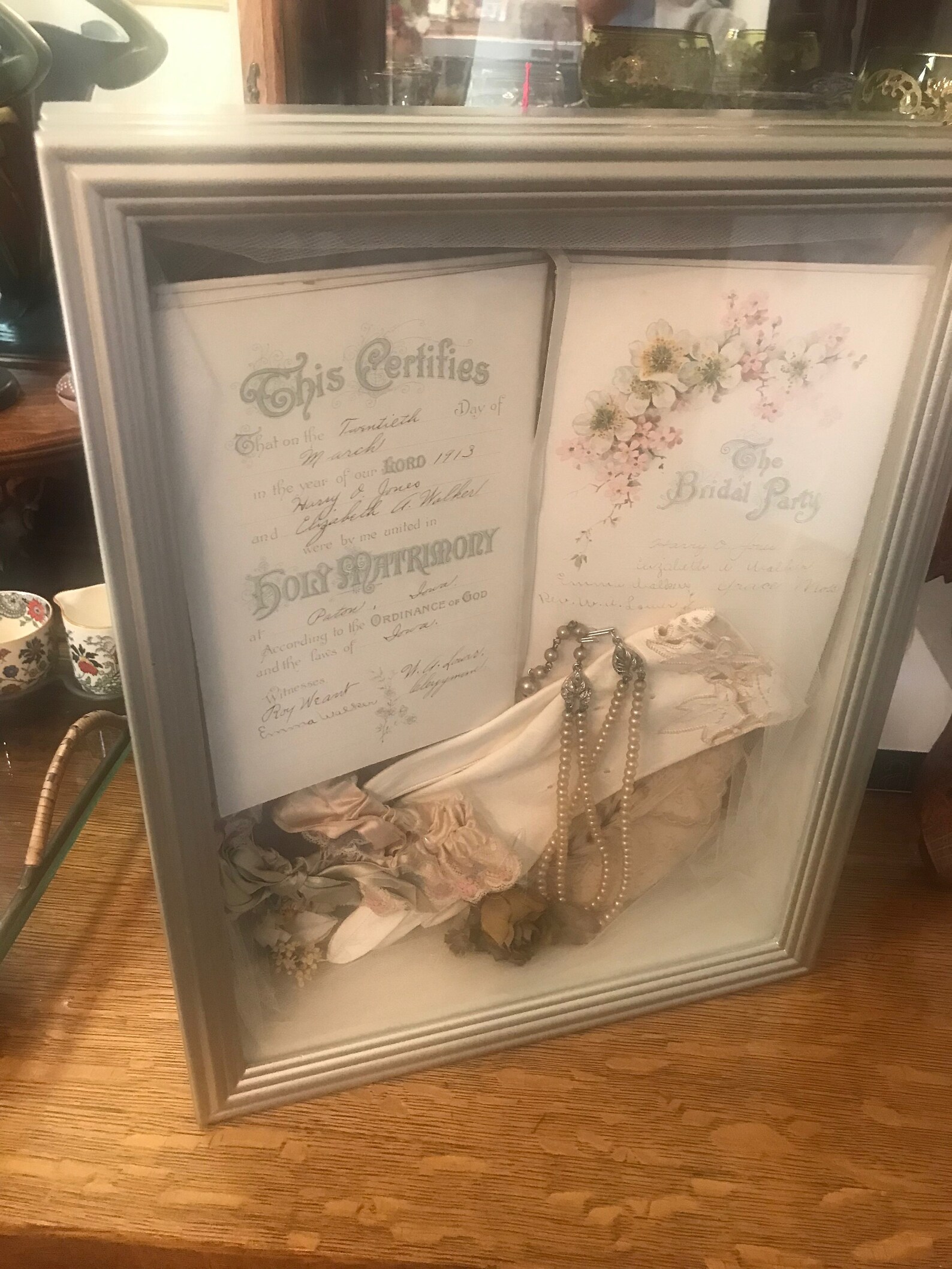 Shadow Box Displaying Old Wedding Items From 1913, 1920's... - Etsy