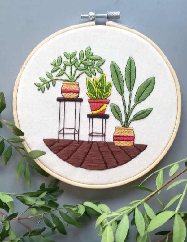 Trio of Plants Embroidery Pattern, PDF Embroidery Pattern. Beginner ...
