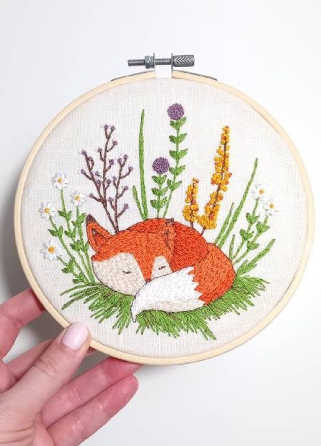 Little Sleepy Fox Embroidery Kit - Etsy Canada