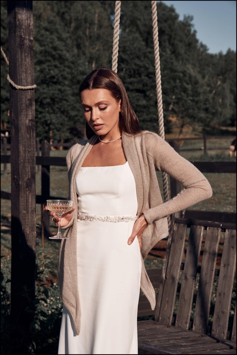 Bridal Sweater Warm Wedding Cardigan Taupe Knitted Wrap - Etsy