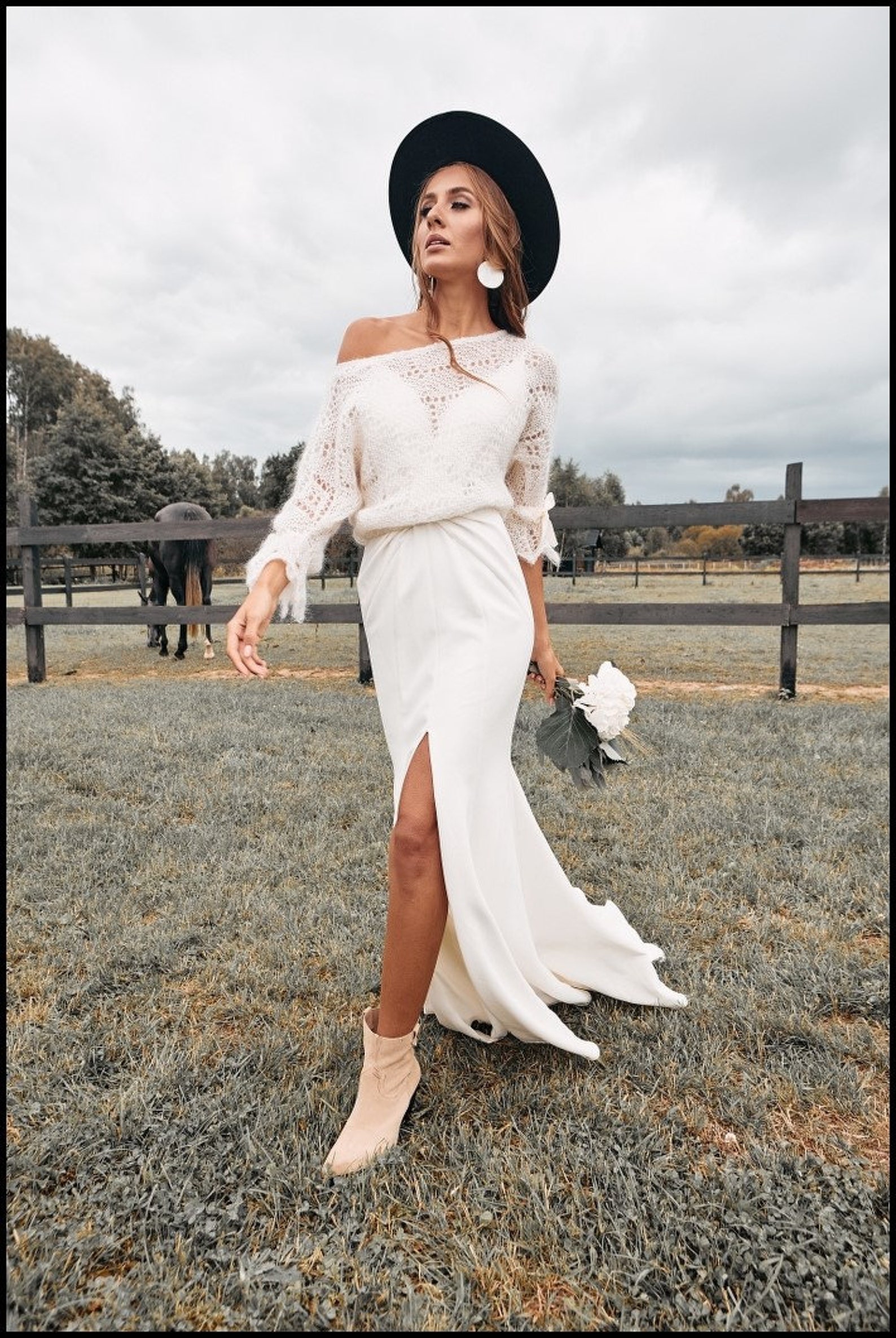Bridal Sweater Wedding Knit Pullover Boho Bride Cover - Etsy