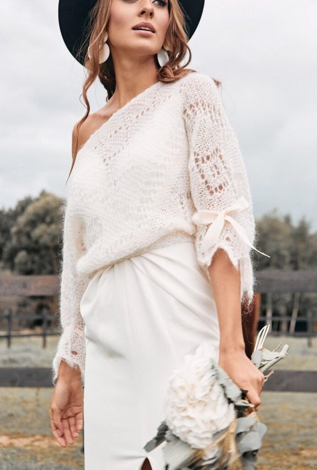 Bridal Sweater, Wedding Knit Pullover, Boho Bride Cover, Bohemian ...
