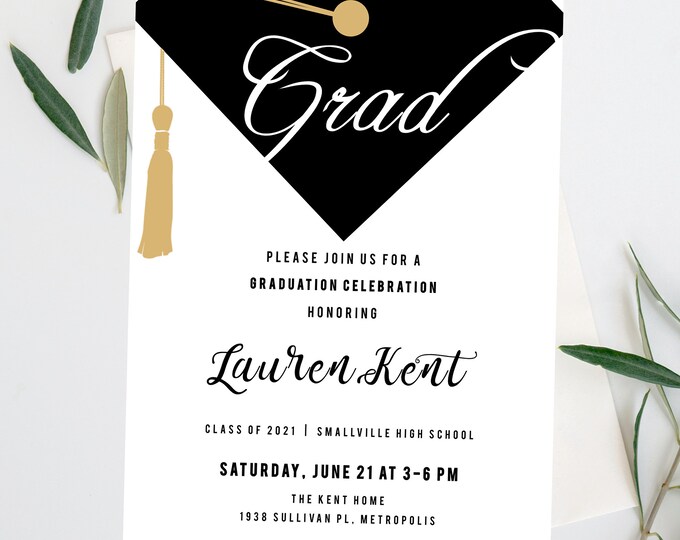 Graduation Cap Invitation - Etsy