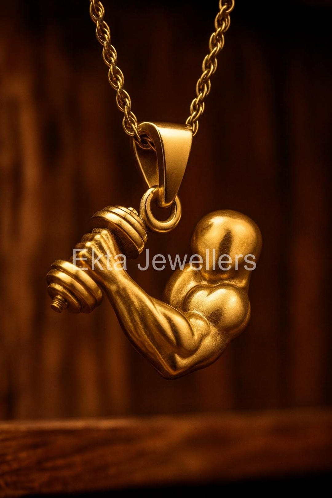 Gold Bodybuilder Dumbbell Pendant | Gym Lover Gift - Etsy