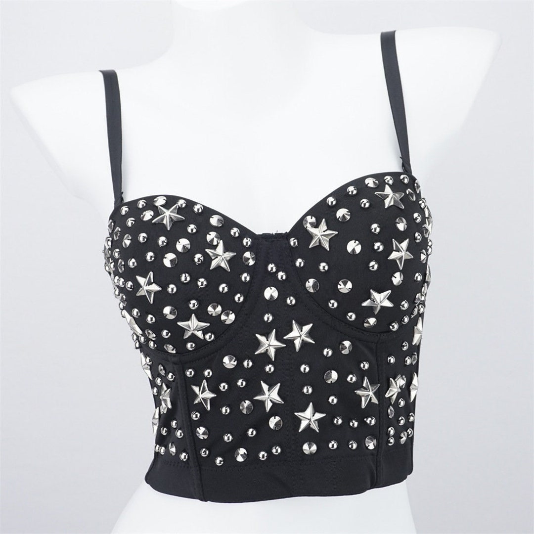 Party Queen Star Riveted Wired Strappy Bralette Bustier - Etsy