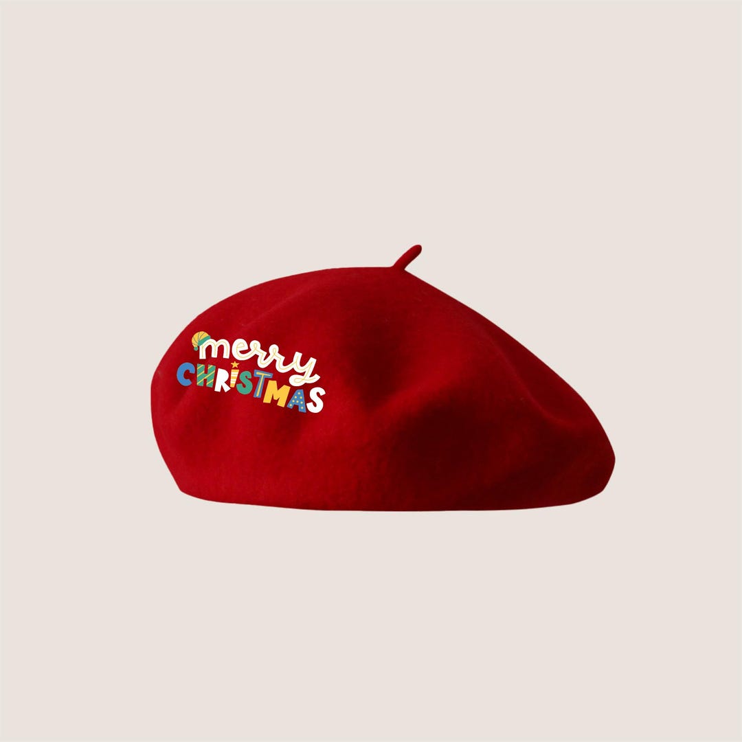 Xmas Custom Beret Hat/ Custom Womens Winter Hat/ Personalized Mens Hat ...