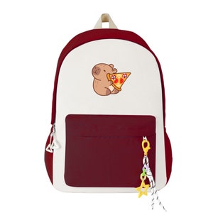 Back to School Custom Backpack, Capybara Pizza Backpack, Students Book ...