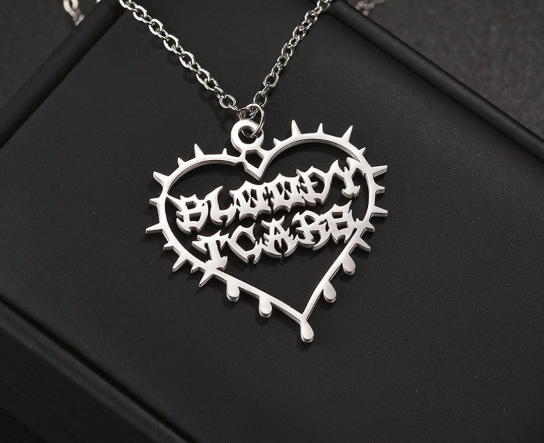 Spiked Heart Custom Gothic Necklace, Customized Initial Necklace ...
