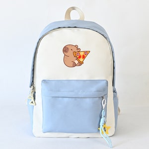 Back to School Custom Backpack, Capybara Pizza Backpack, Students Book ...