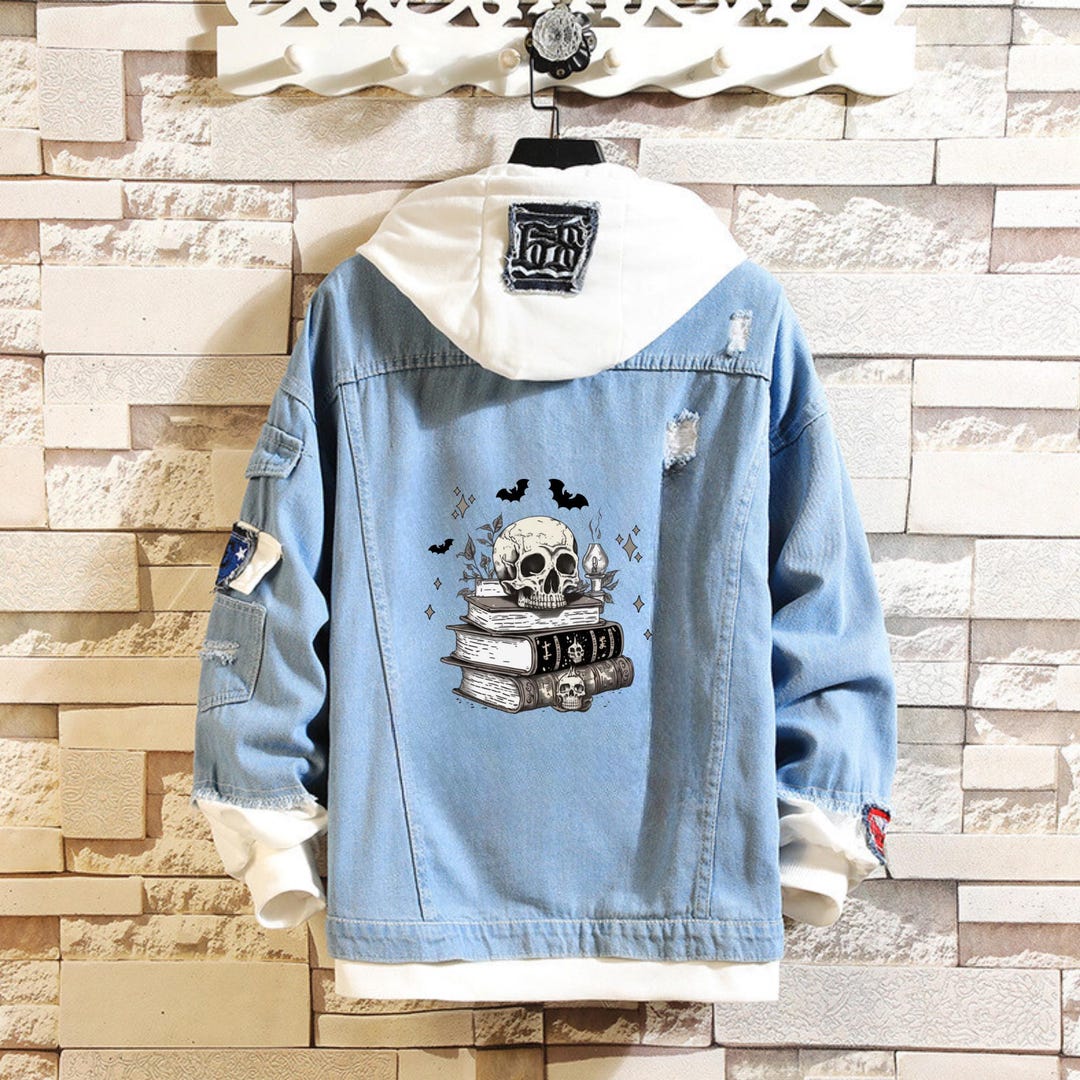 Halloween Skull Denim Hooded Jacket - Custom Teens/adults - Etsy