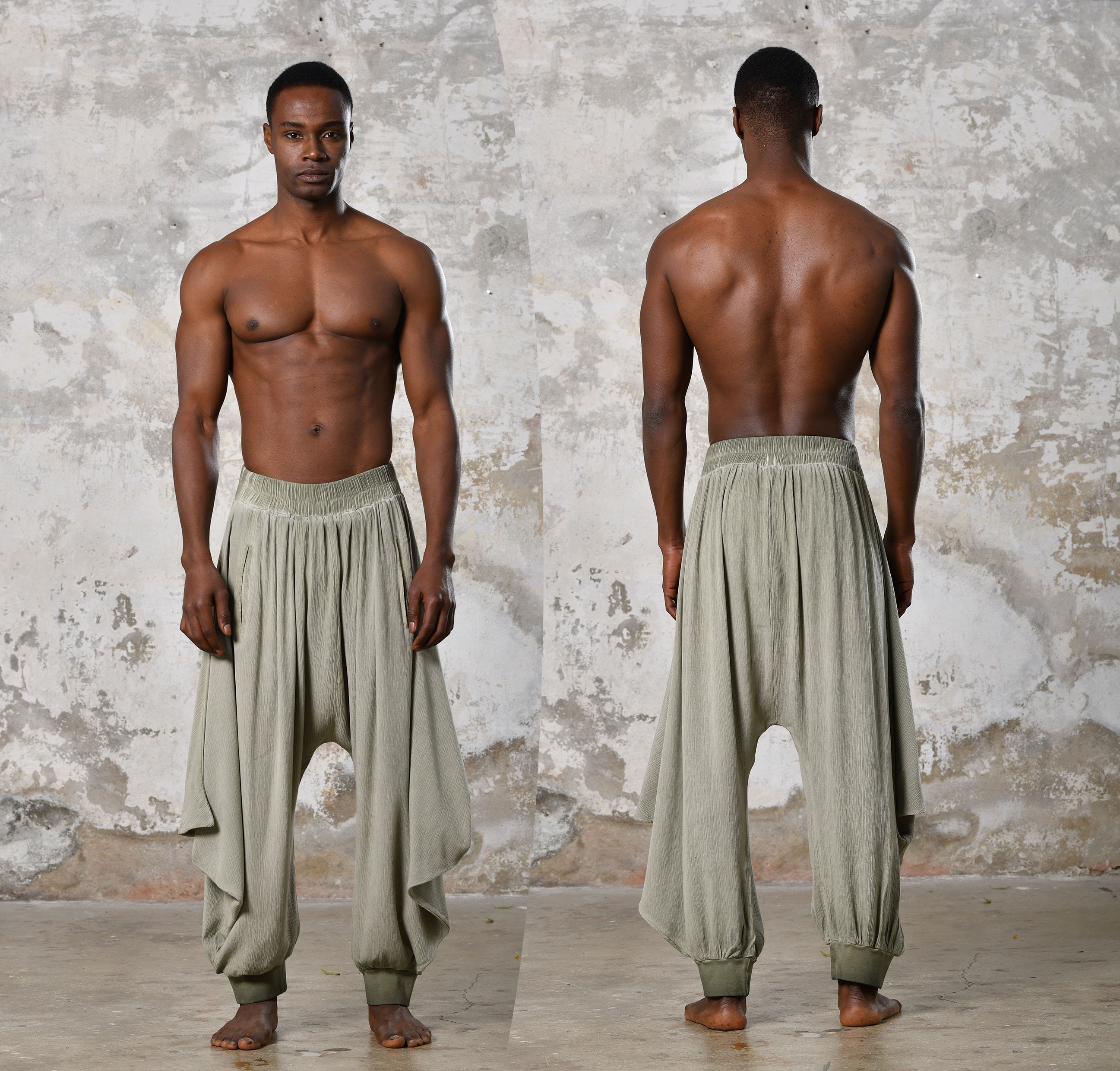 Baggy Men Harem Pants Yoga Trousers Green Boho Menswear Bohemian Men ...