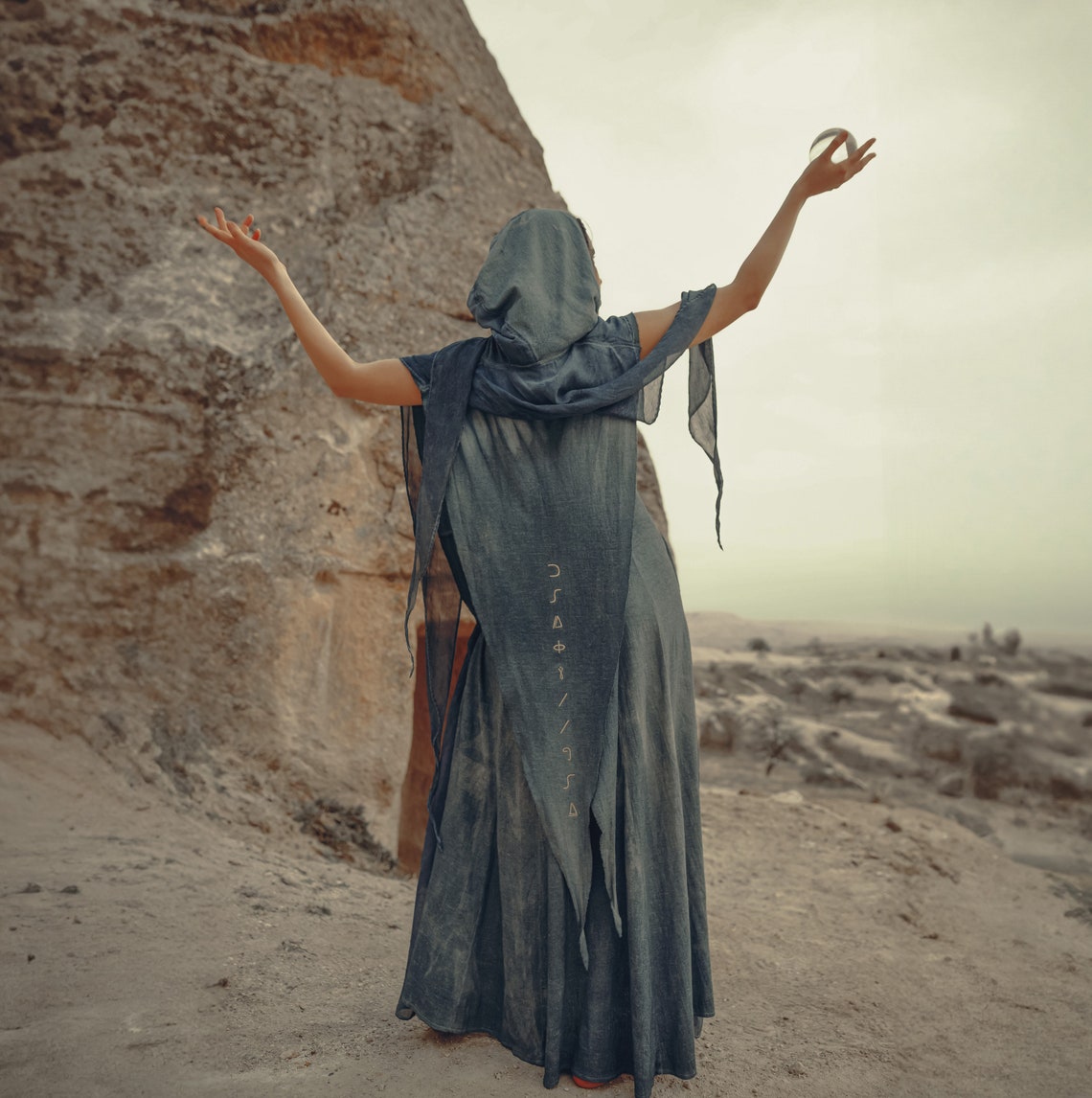 Shaman Ceremony Clothing Blue Unisex Shawl Hood Jedi Hood Goddess ...