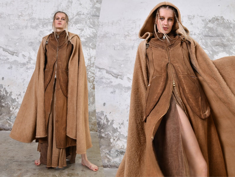 Cape Cloak With Hood • Cyberpunk Cape • Boho Coat • Apocalyptic Outfit ...