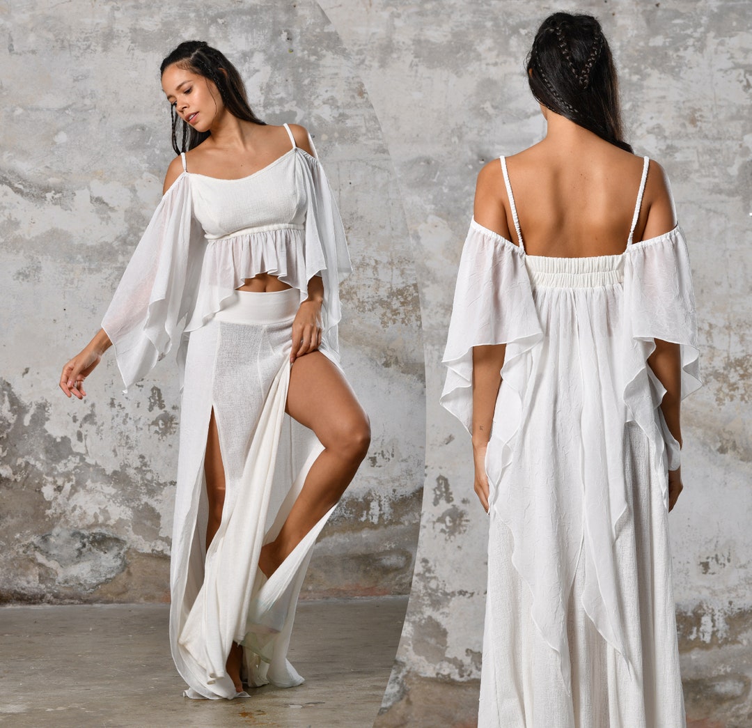 Off Shoulder White Boho Top Elegant Boho Chic Women Top Bohemian White ...