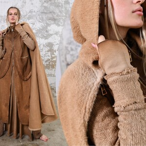 Cape Cloak With Hood • Cyberpunk Cape • Boho Coat • Apocalyptic Outfit ...