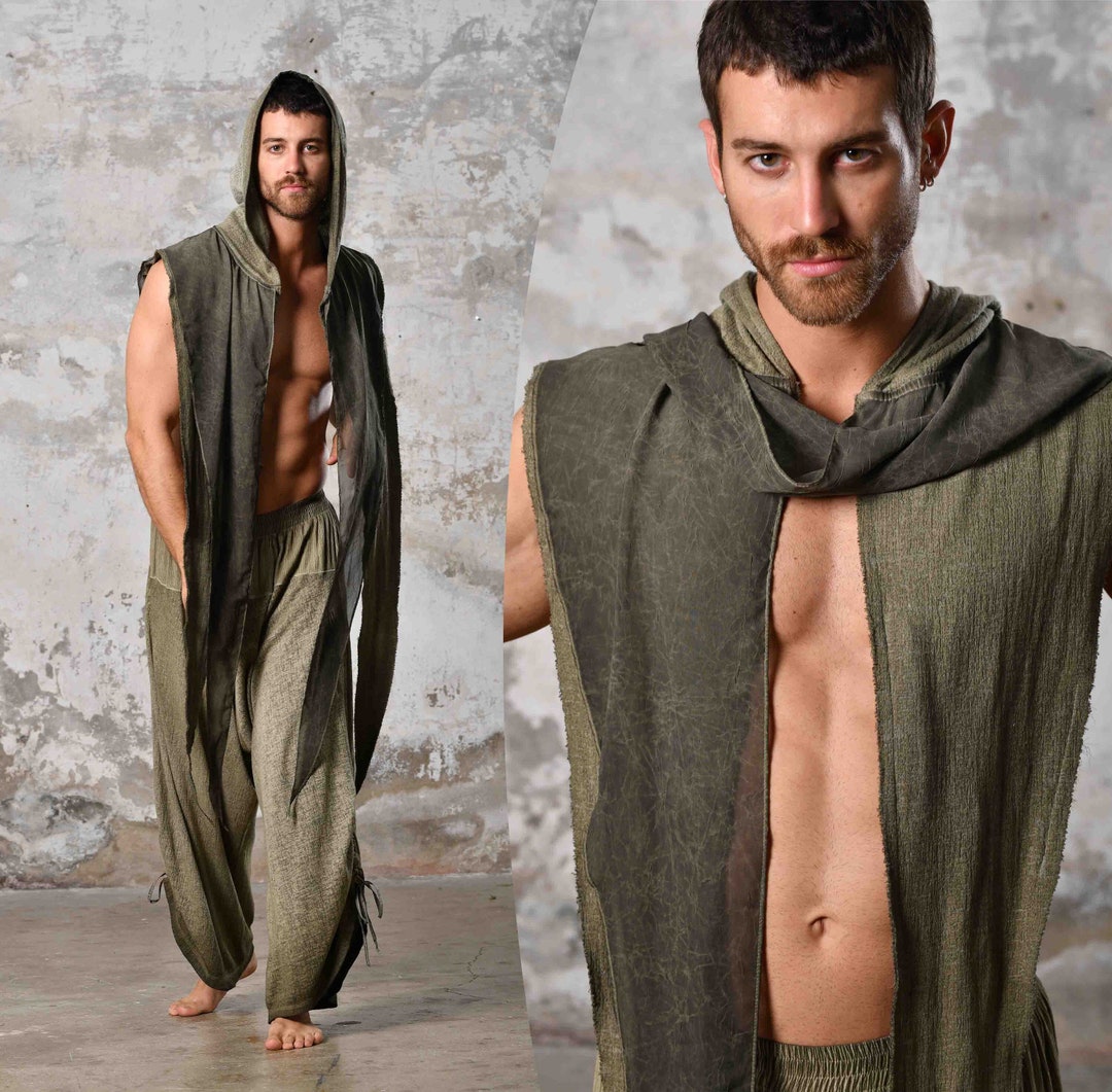 Green Hooded Shawl • Jedi Hood • Warrior • Shaman Ceremony Clothing ...