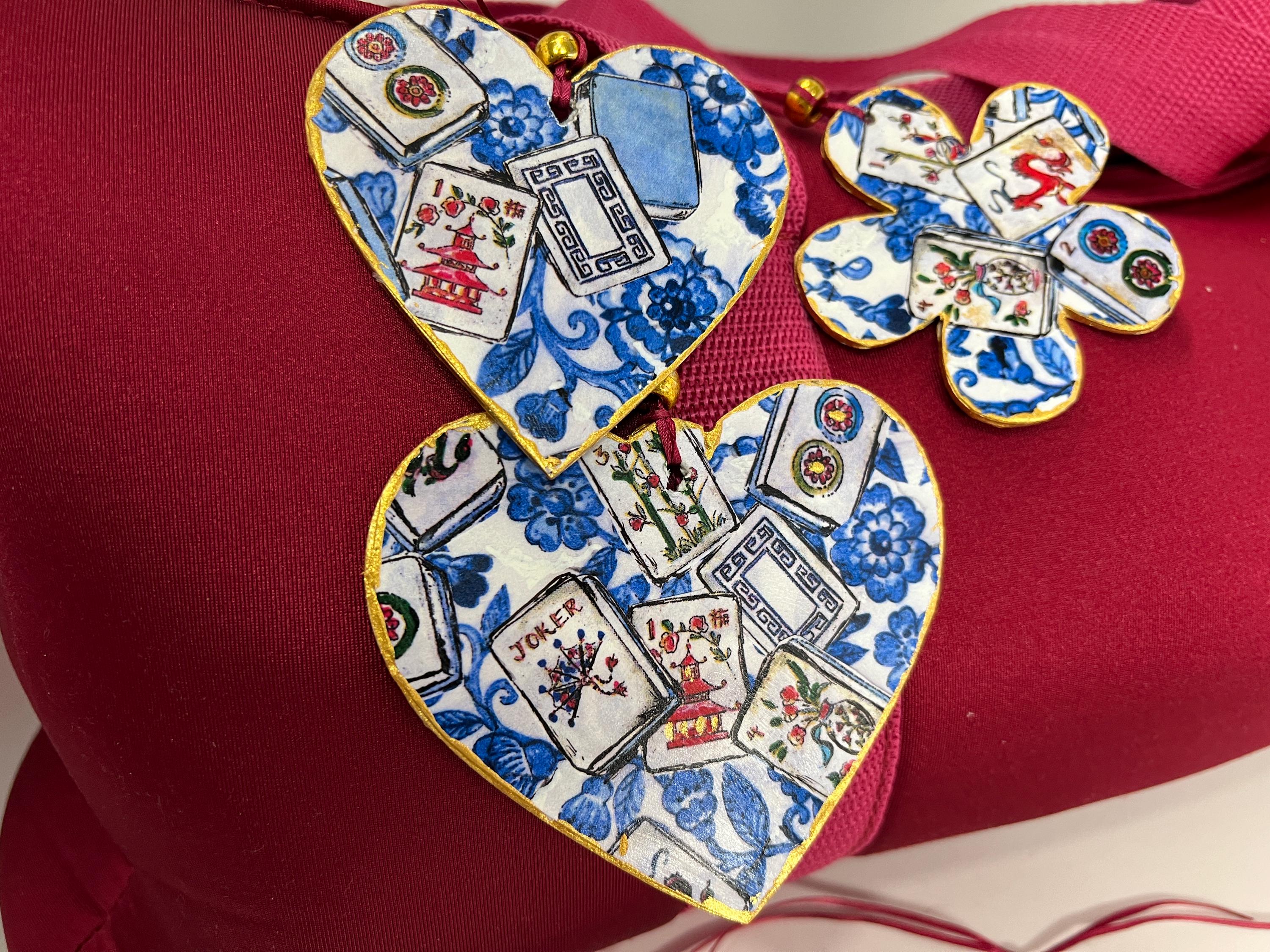 Mahjong Bag Charms Chinoiserie Blue and White Design, Grandmillennial ...