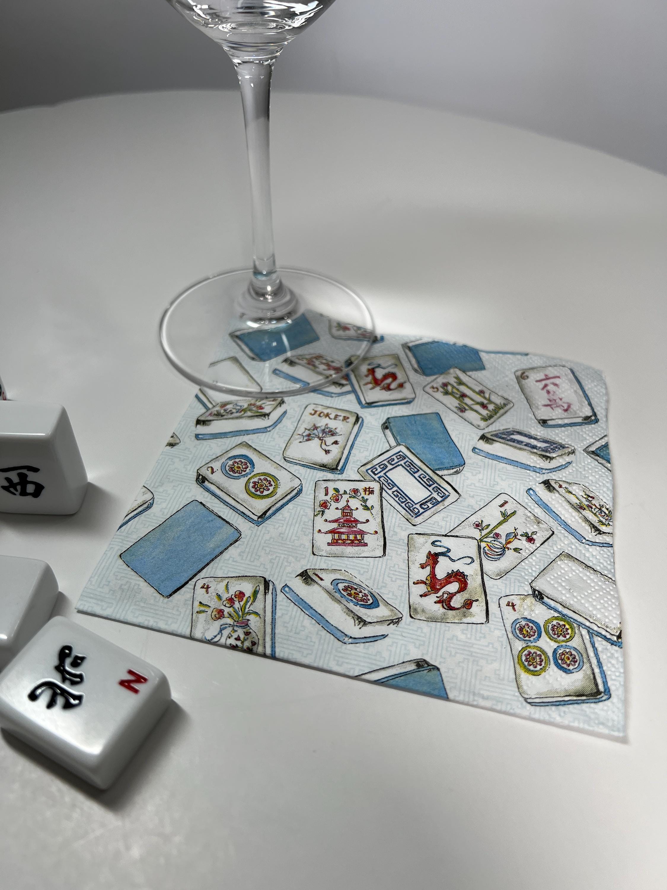 MAHJONG Paper Napkin 10x10 Unfolded,5x5 Folded 5 Individual Napkins ...