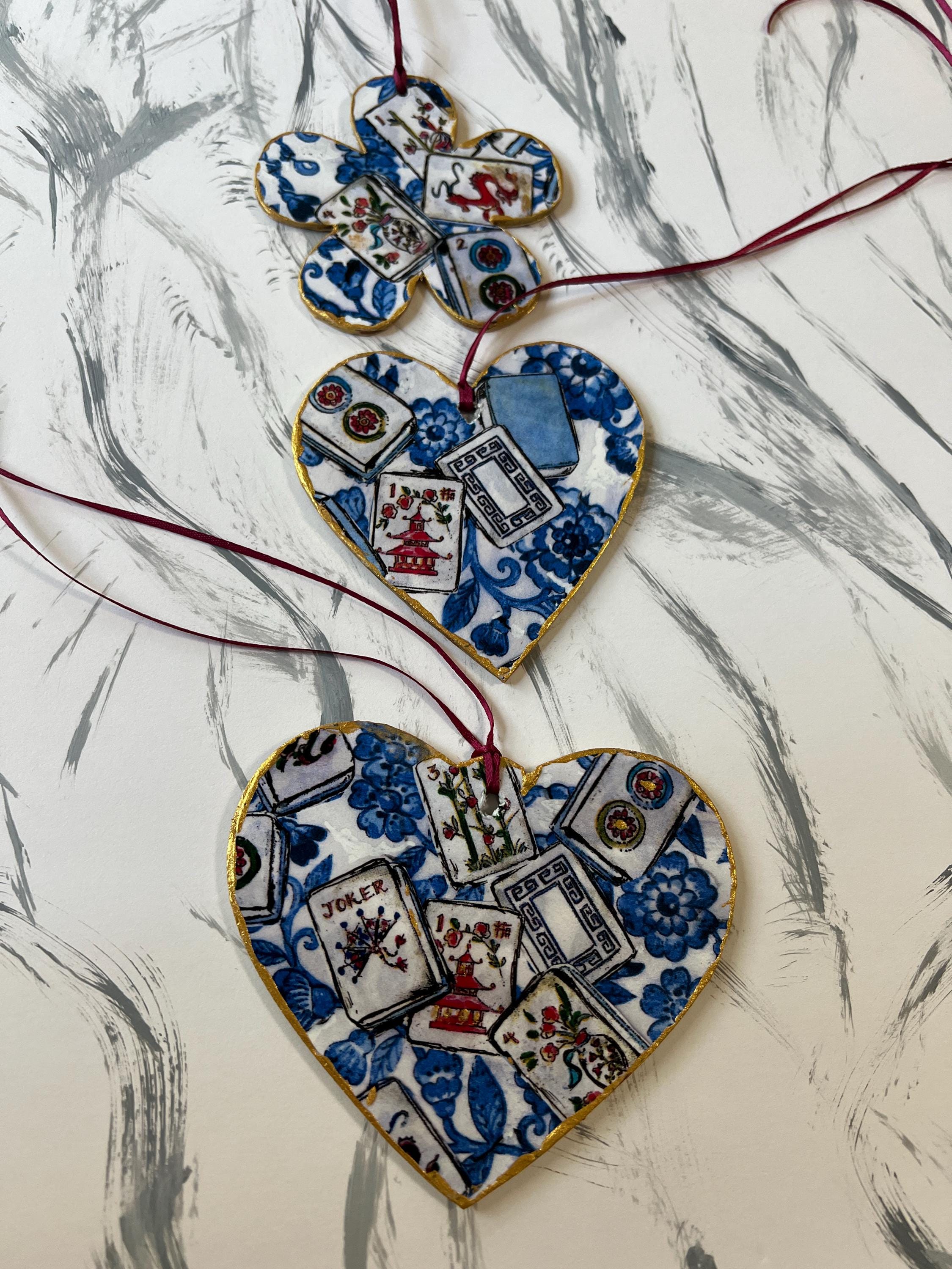 Mahjong Bag Charms Chinoiserie Blue and White Design, Grandmillennial ...