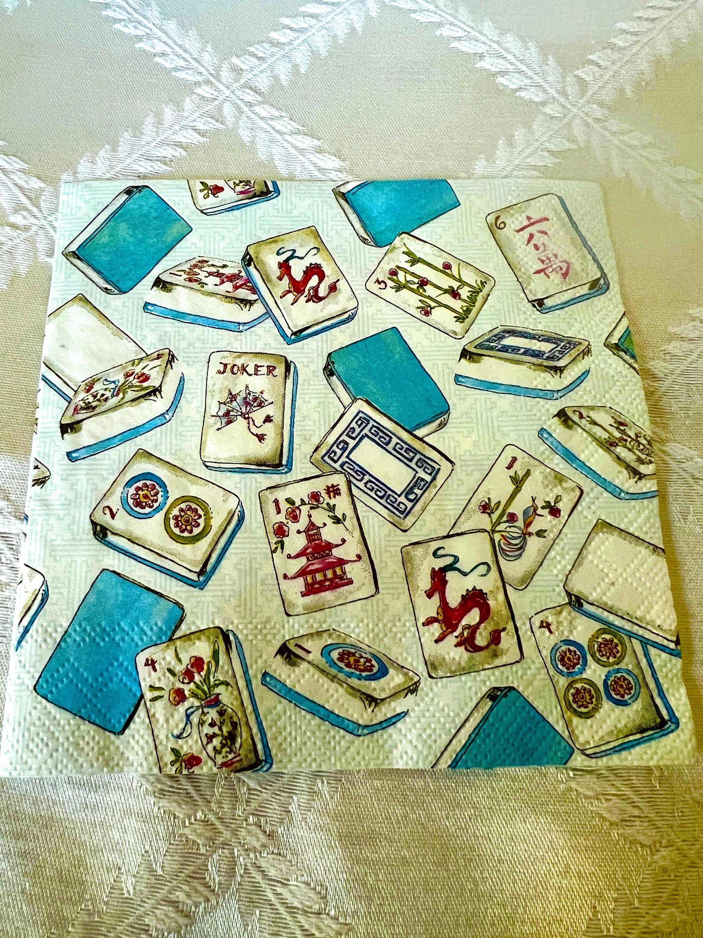 MAHJONG Paper Napkin 10x10 Unfolded,5x5 Folded 5 Individual Napkins ...