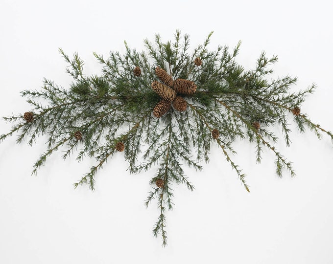 Horizontal Pine Swag With Pine Cones, Woodland Christmas Greenery ...