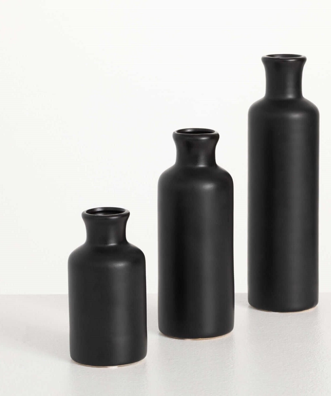 Ceramic Vase Set of 3 Matte Black Vases for Flowers Nordic - Etsy