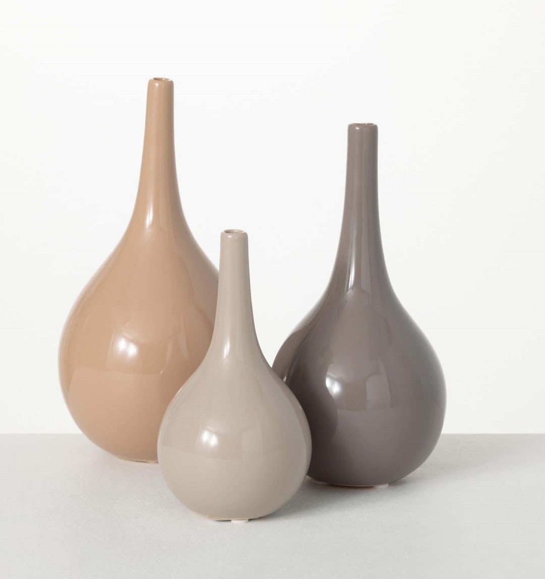 Modern Ceramic Vase Set Neutral Glazed Ceramic Vases Decor - Etsy