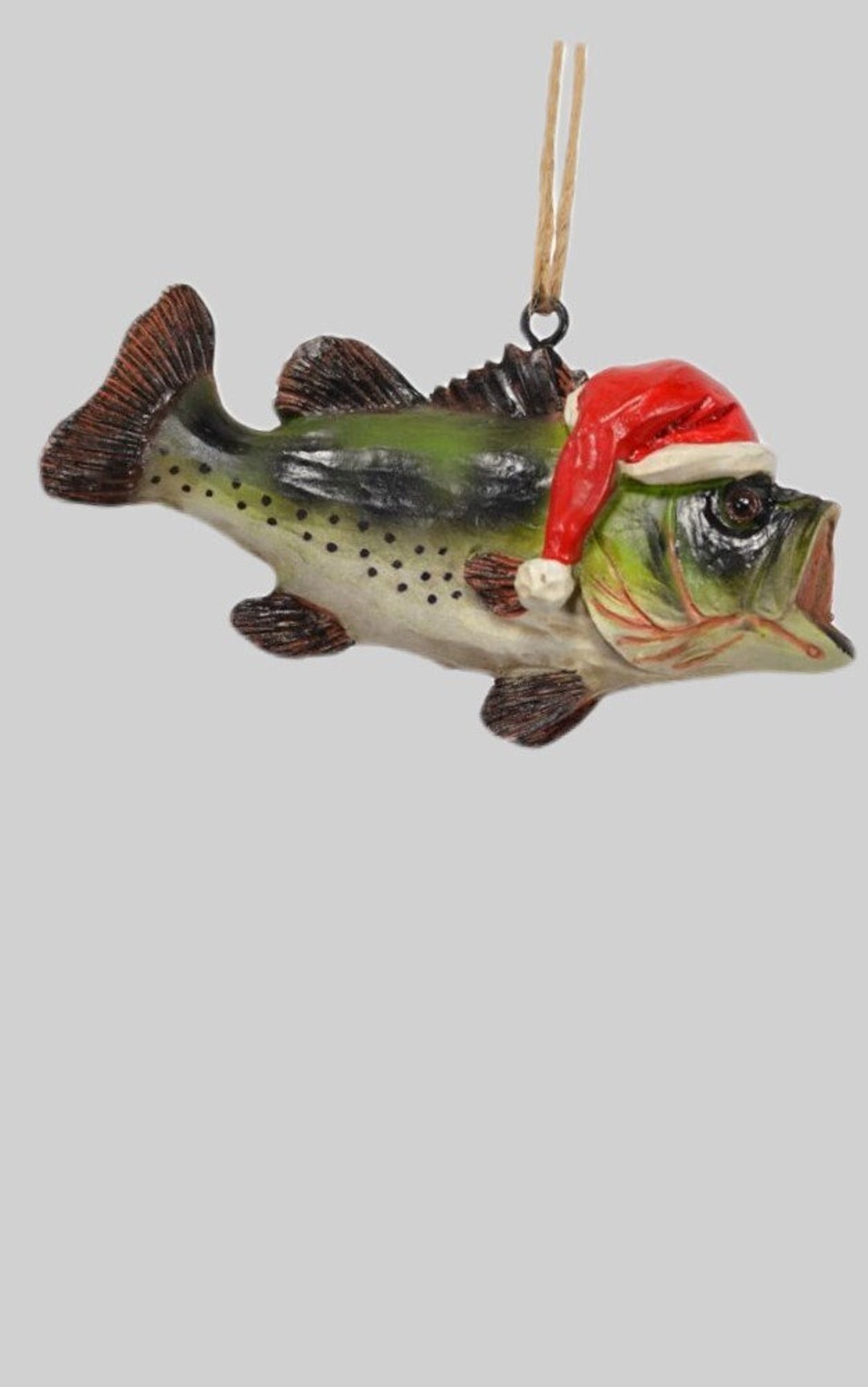 Bass Fish Ornament | Bass Fish With Santa Hat Christmas Tree Ornament ...