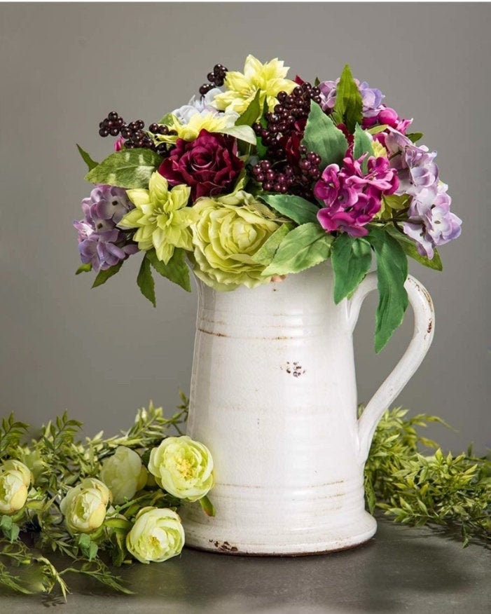 Ceramic Pitcher 10 Glazed Ceramic Pitcher Tall White | Etsy