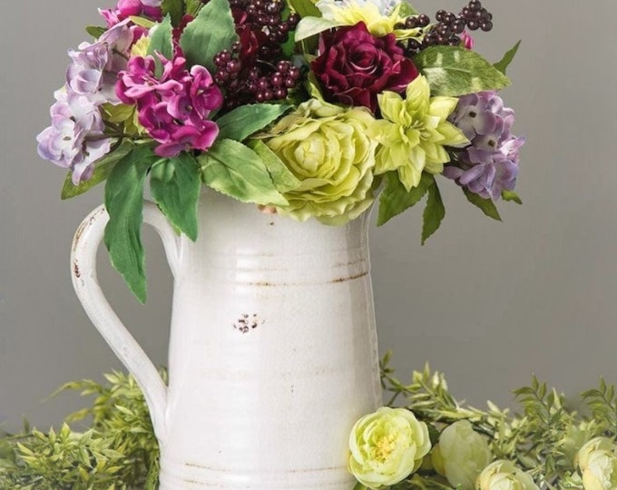 Ceramic Pitcher 10 Glazed Ceramic Pitcher Tall White Vase for Flowers ...