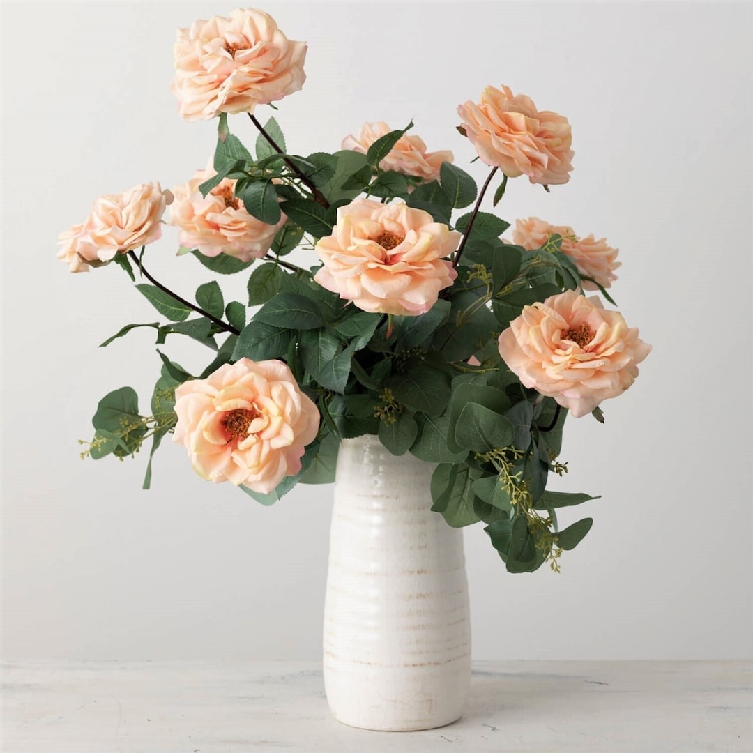 Ceramic Vase | 11 - 1/2 Inch Vase for Flowers | Cream White Ceramic ...
