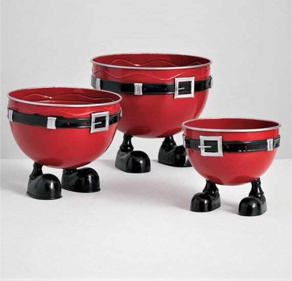 Santa Footed Bowl Christmas Decor Hostess Gift Whimsical | Etsy