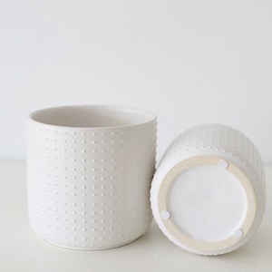 White Ceramic Planter, 6 Inch, 5 Inch Hobnail Textured Planter Pots ...