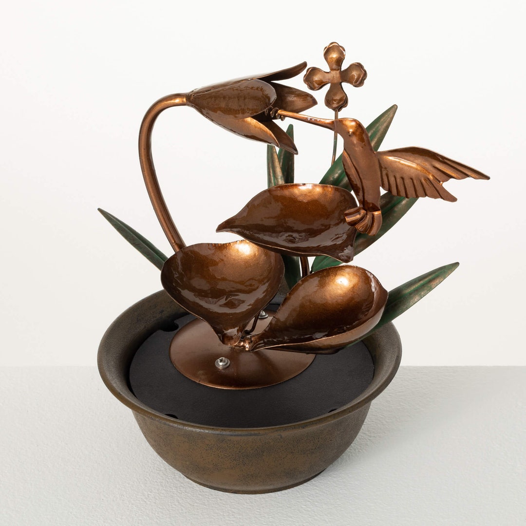 Hummingbird Tabletop Fountain, Garden Gift, Patio Porch Decor, Home ...