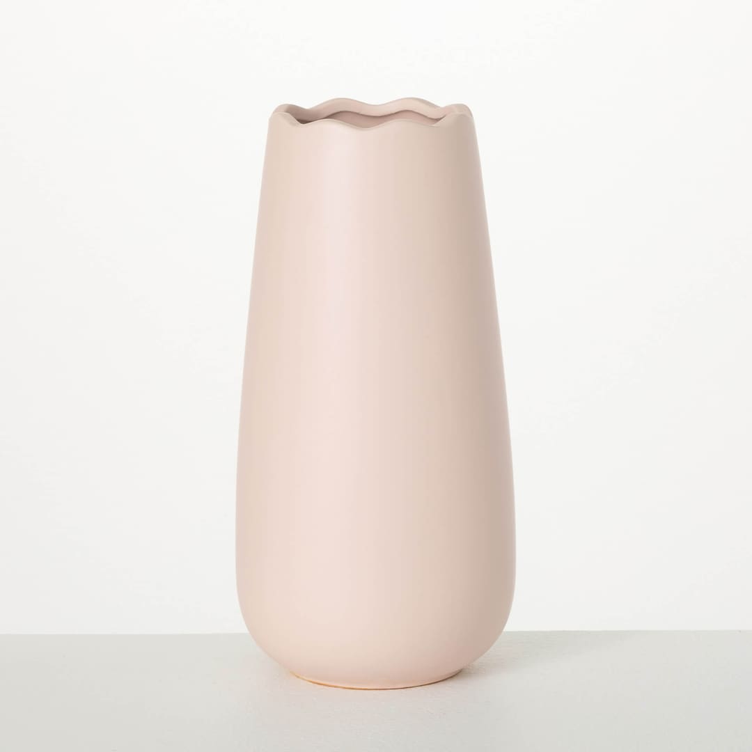 Blush Pink Matte Ceramic Vase, 12 Tall Ceramic Vase for Flowers, Pink ...
