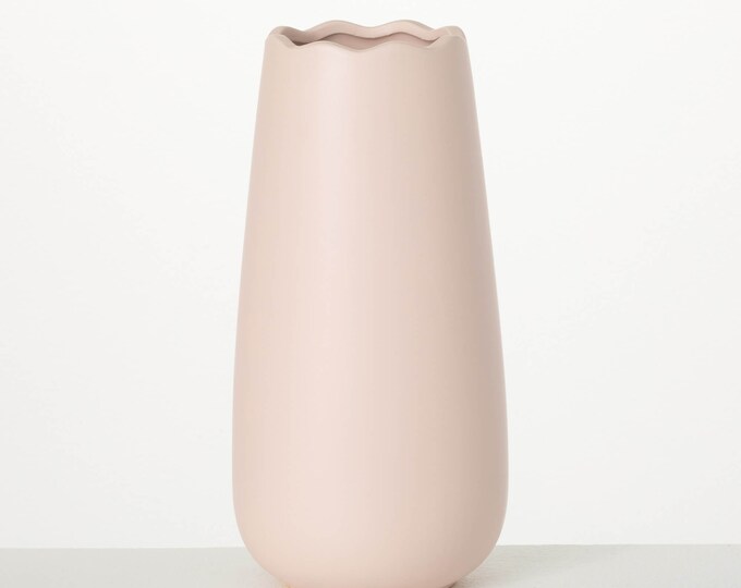 Blush Pink Matte Ceramic Vase, 12 Tall Ceramic Vase for Flowers, Pink ...