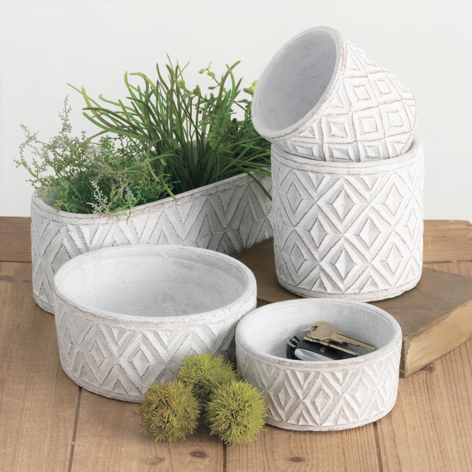 Long White Concrete Planter 14 Inch Windowsill Planter - Etsy