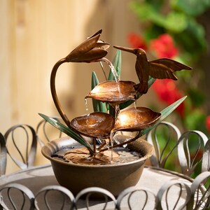 Hummingbird Tabletop Fountain, Garden Gift, Patio Porch Decor, Home ...
