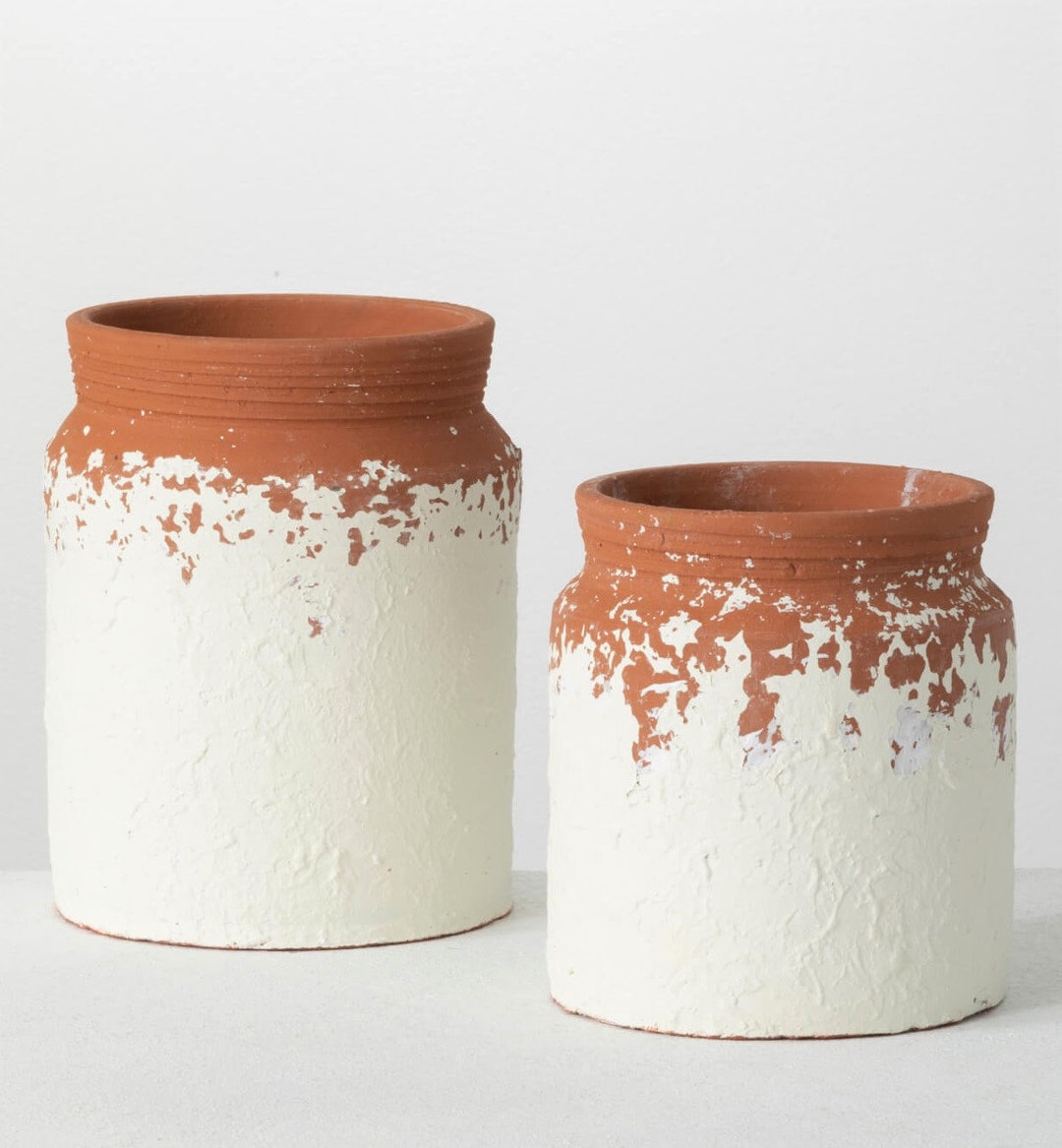 Set | Terracotta Ceramic 6 Inch , 5 - 1/2 Inch Cachepot Vase Flowers ...