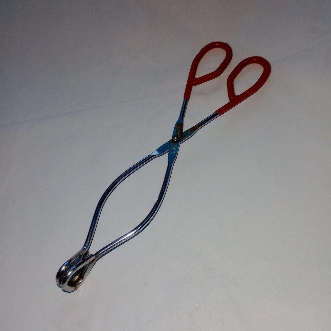 Vintage EKCO Red Rubber Handled Tongs GUC - Etsy