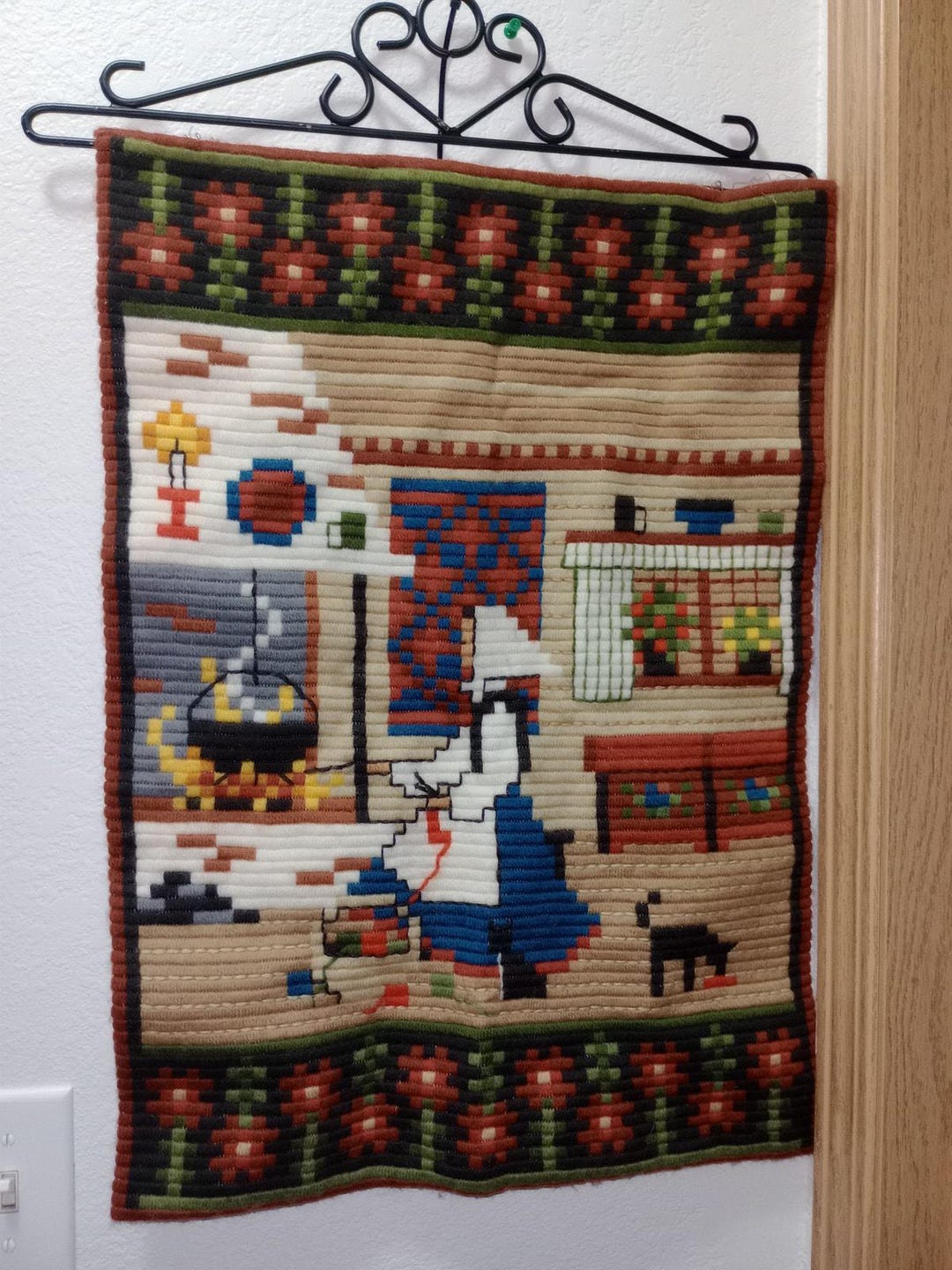 Bavarian Traditional Farmhouse Scenery Vintage Wool Wall Hanging ...