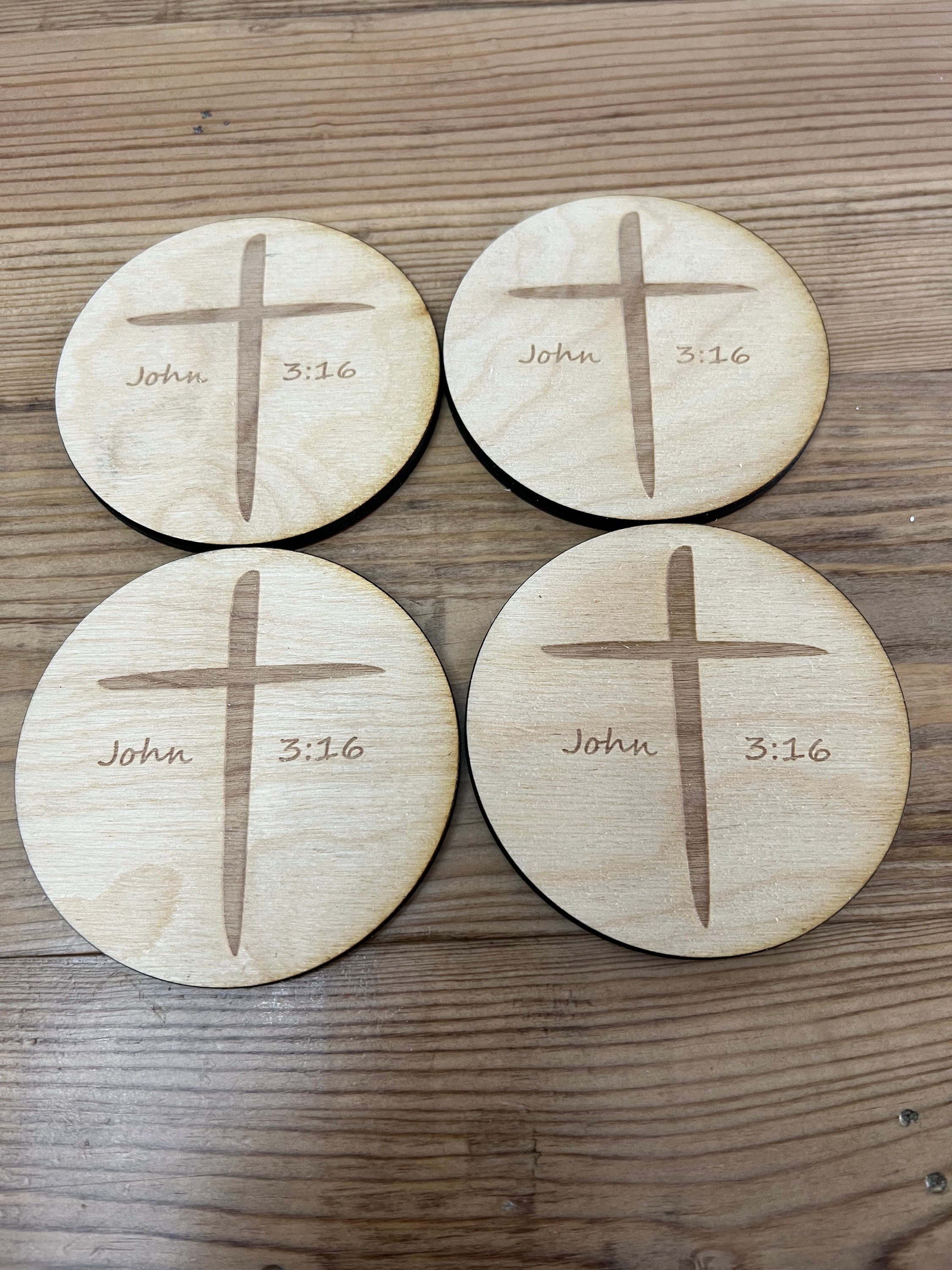 Cross Wood Coaster Set. - Etsy