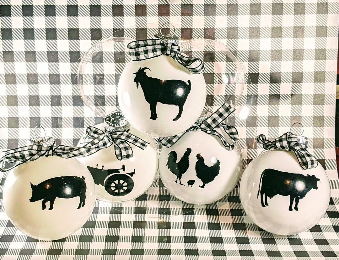 County Christmas Special Farm Animals and Tractor Tree Ornaments Set - Etsy