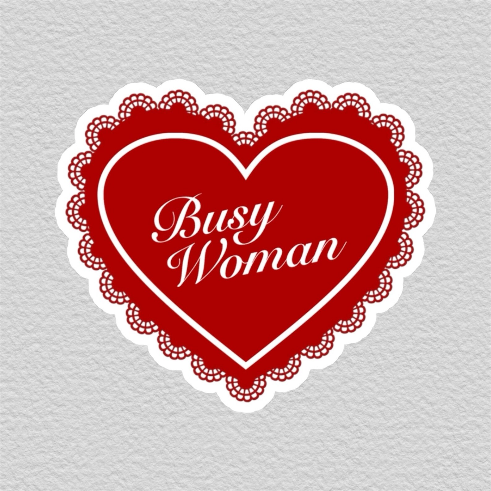 3x3 Busy Woman Sticker | Heart Lace Design Decal for Laptop, Phone ...