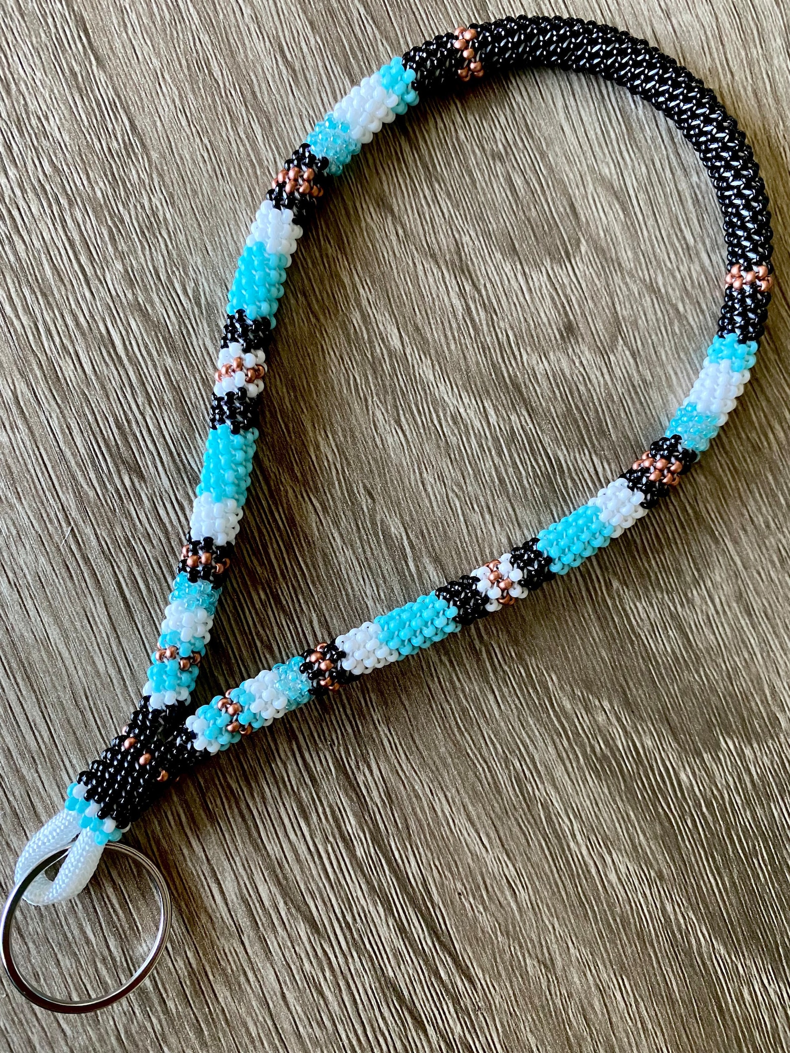Custom Peyote Stitch Beaded Wristlet Lanyard Keychain - Etsy