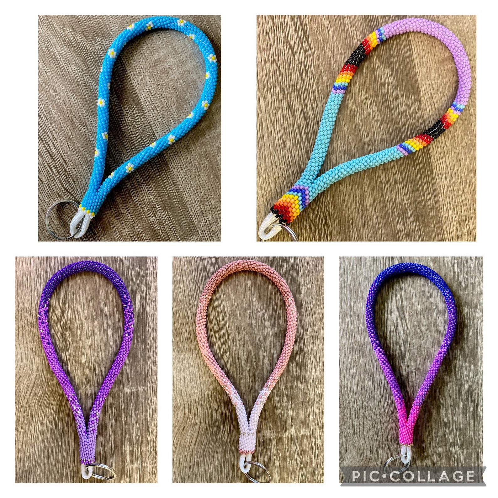 Custom Peyote Stitch Beaded Wristlet Lanyard Keychain - Etsy