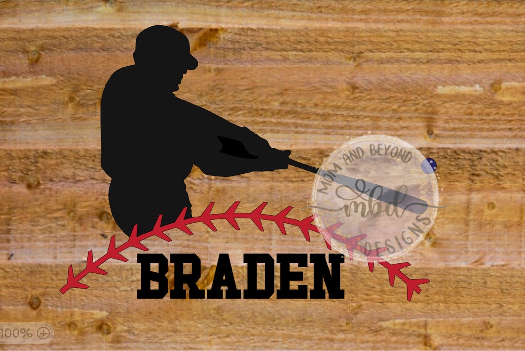 Baseball Batter With Name Vinyl Decal / Bat and Ball / Silhouette ...