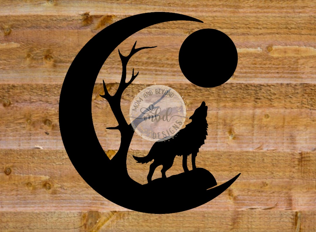 Wolf Howling at the Moon Vinyl Decal / Outdoors Scene Car or Truck ...