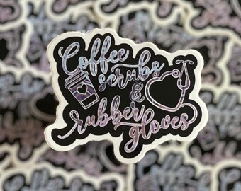 Coffee, Scrubs & Gloves Sticker - Etsy
