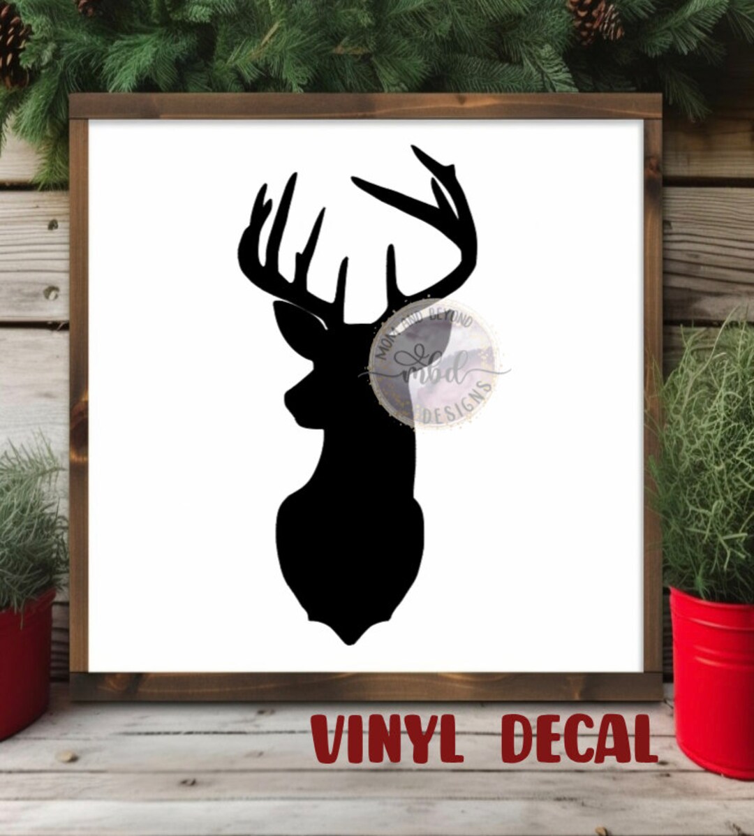 Deer Head Vinyl Decal / Hunting Outdoors Sticker / Hunter Coffee Mug ...